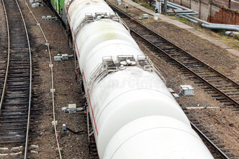 Freight Train Carrying Fuel in Wagons Stock Photo - Image of railway ...
