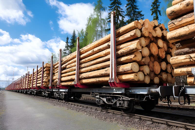 Freight Train Carrying Logs on Sunny Day Stock Image - Image of logistics, train: 386099721