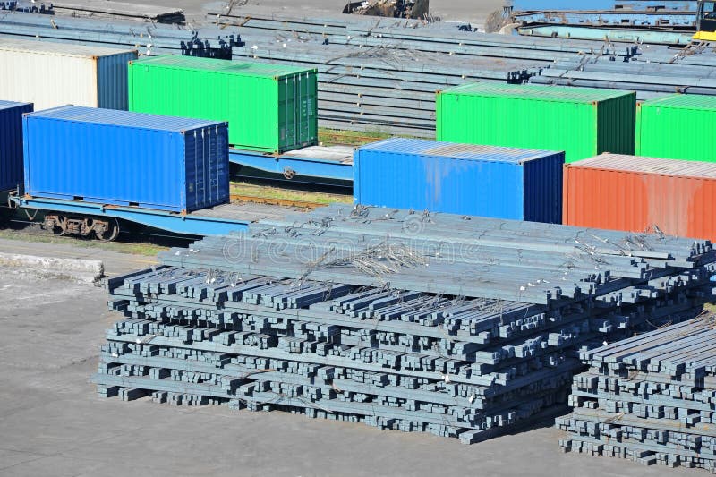 Freight Train, Container and Metal Stock Photo - Image of metallurgical ...