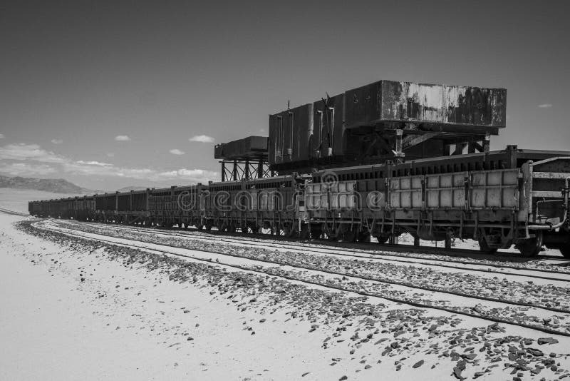 Freight Train in Desert Landscape Stock Image - Image of cargo ...