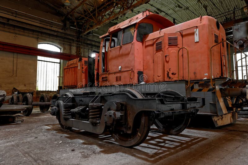 Freight train in garage stock photo. Image of rail, building - 33993958