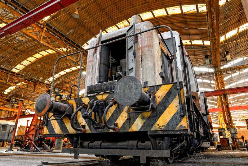 Freight train in garage stock photo. Image of rail, building - 33993958