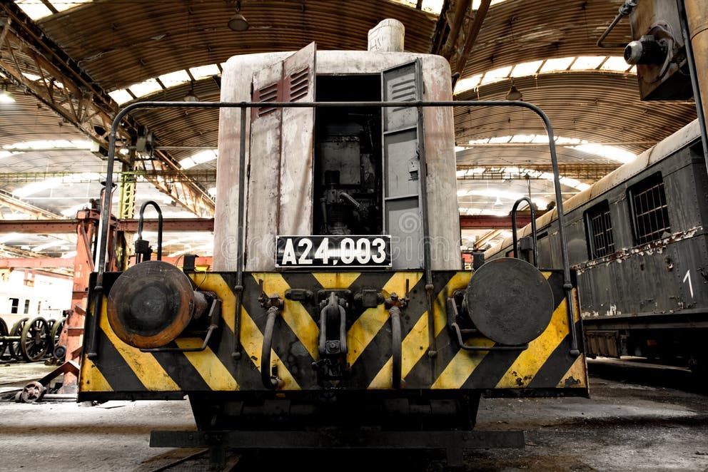 Freight train in garage stock photo. Image of cargo, construction ...