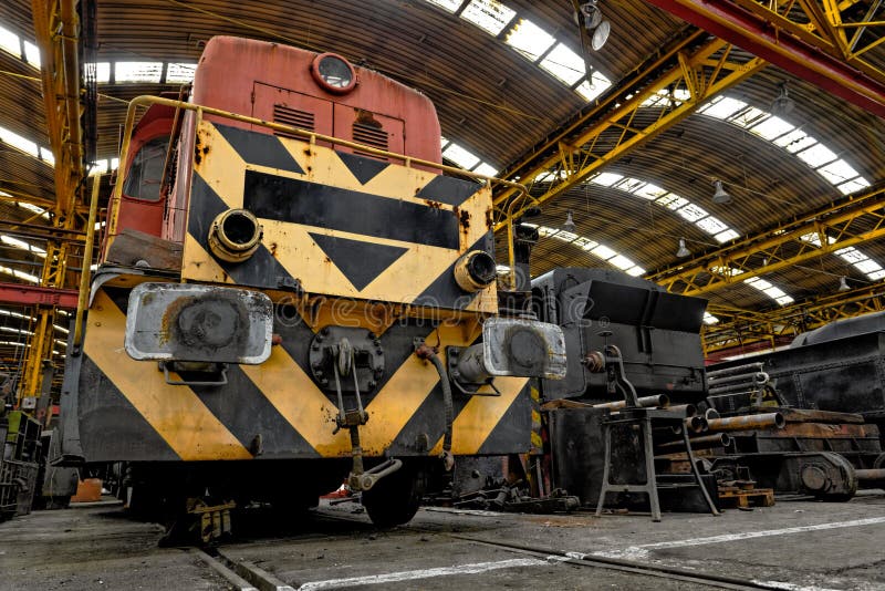 Freight train in garage stock photo. Image of rail, building - 33993958