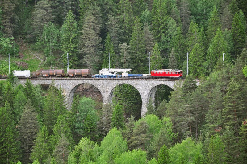 Freight Train Goes from Chur To St. Moritz Editorial Stock Image ...