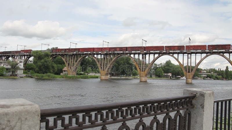 Freight Train Going Over the Bridge Stock Video - Video of business ...