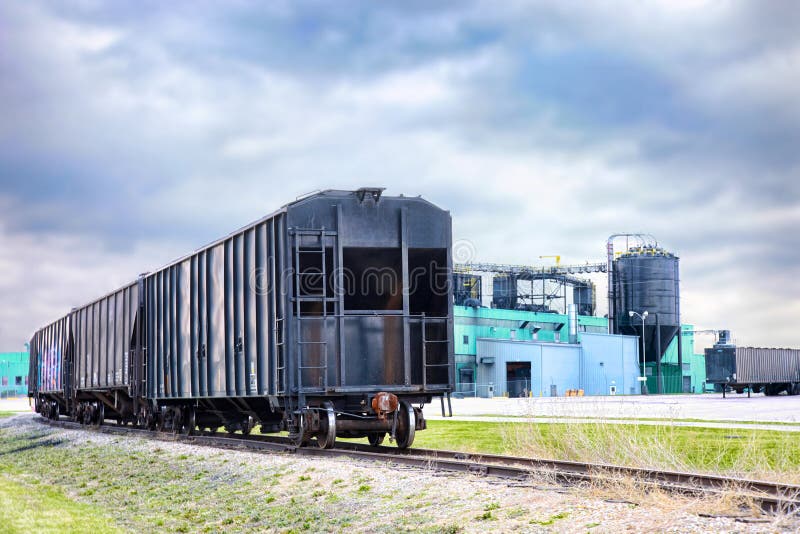 Freight Train Industrial Plant Stock Photo - Image of shipping, rail ...