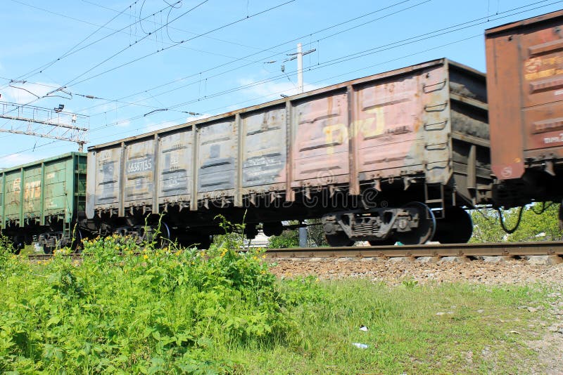 Cargo Train Carrying Military Tanks on Railway Flat Wagons Editorial ...
