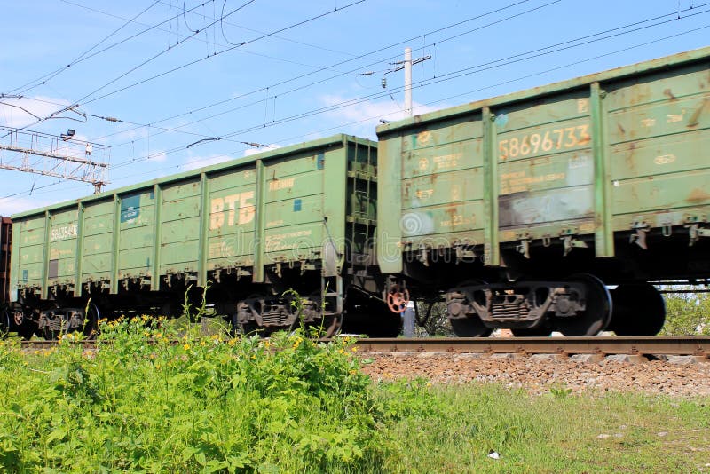 Cargo Train Carrying Military Tanks on Railway Flat Wagons Editorial ...