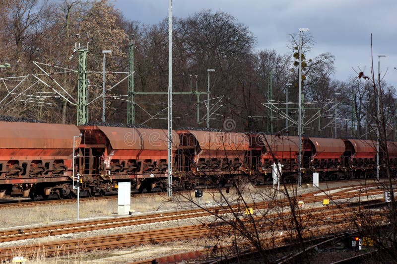 Freight Train Loaded with Lignite Stock Photo - Image of wagons, energy ...