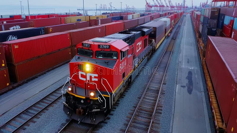 Freight Train Loading Operations Industrial Yard Industrial Freight ...