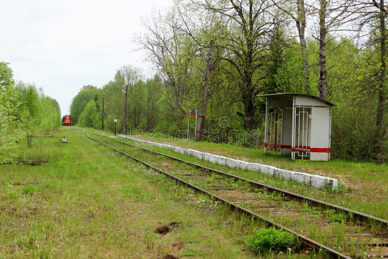 Freight Train with Locomotive on the Abandoned Railway Tracks in the ...