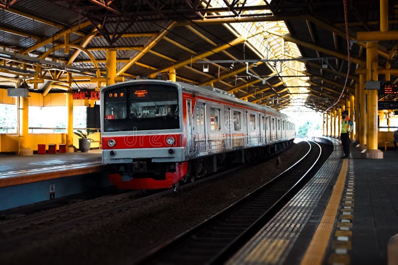 The Freight Train Moves Slowly into the Station Stock Image - Image of ...