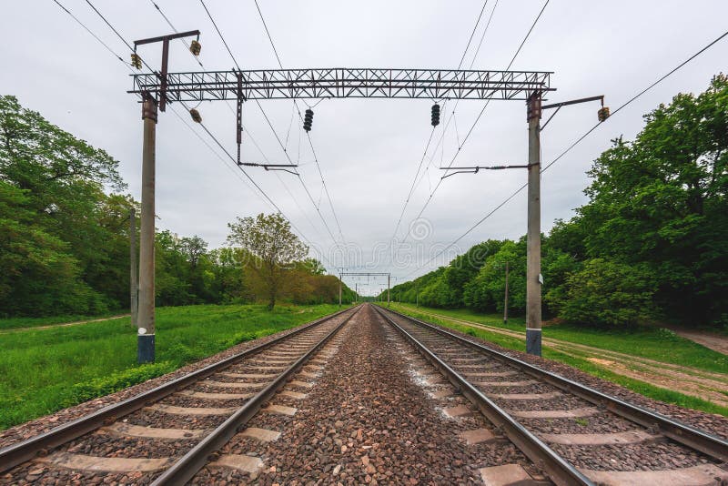 Freight Train Moves with Speed by Rail Stock Image - Image of line ...