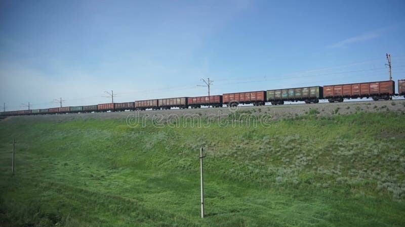 Freight Train Moving on the Rails Stock Footage - Video of transport ...