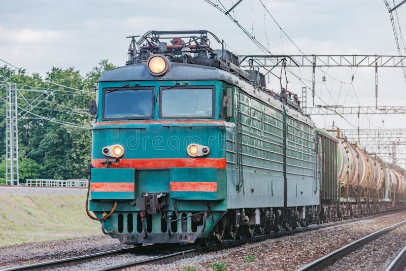 Freight Train with Oil Approaches. Stock Image - Image of cistern ...