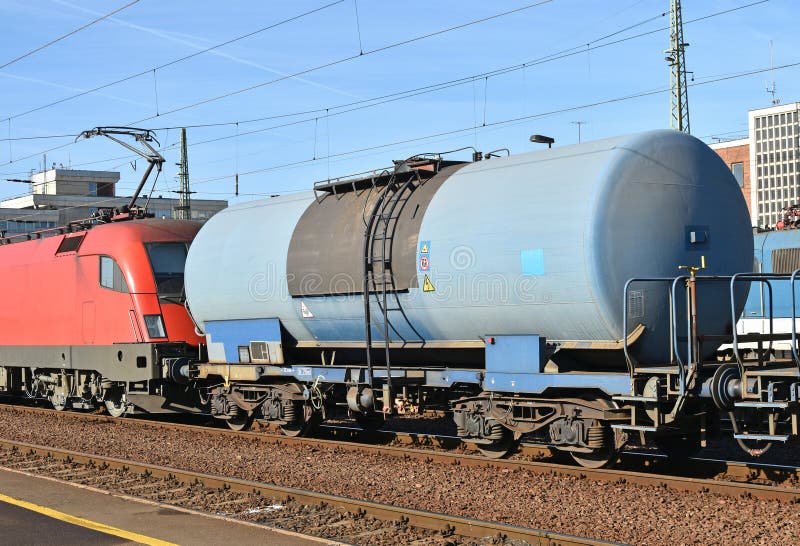 Freight Train with Oil Transporter Carriages Stock Photo - Image of ...
