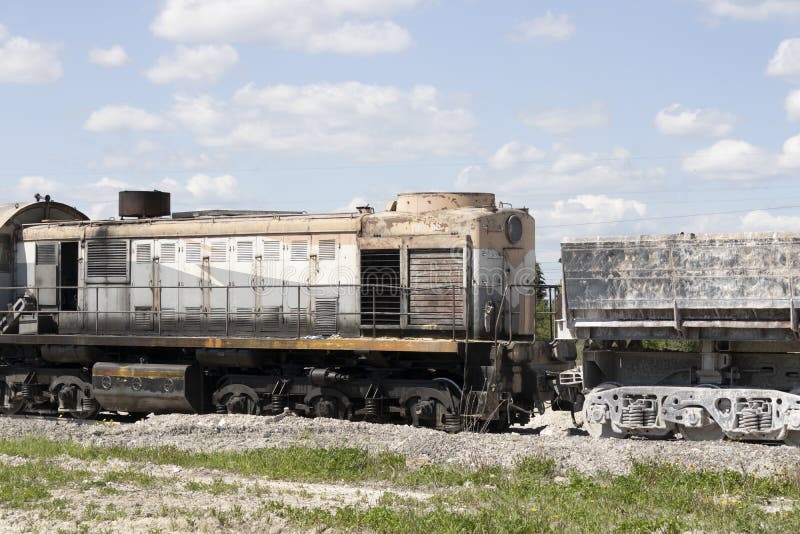 Freight Train and One Car Working on Chalk Mining Stock Photo - Image ...