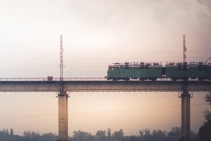 Freight Train on Railway Bridge Stock Image - Image of fastening, track ...