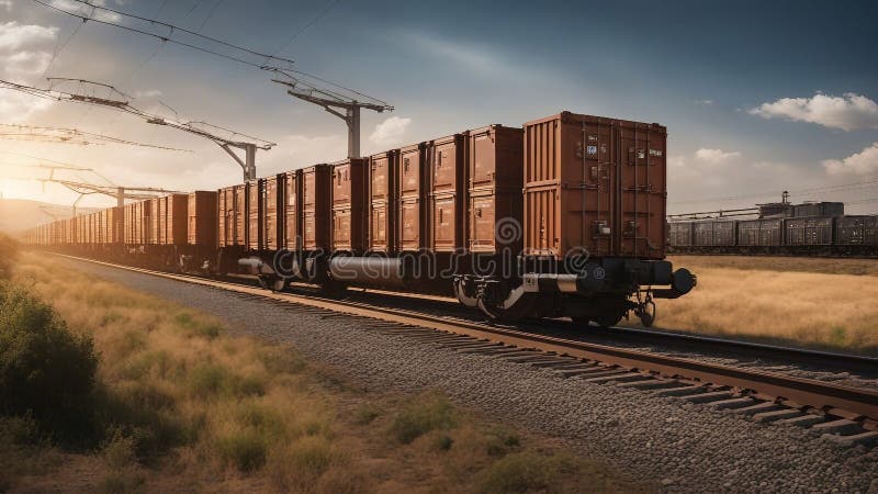 Freight Train on the Railway _A Goods Train that Delivers Different ...