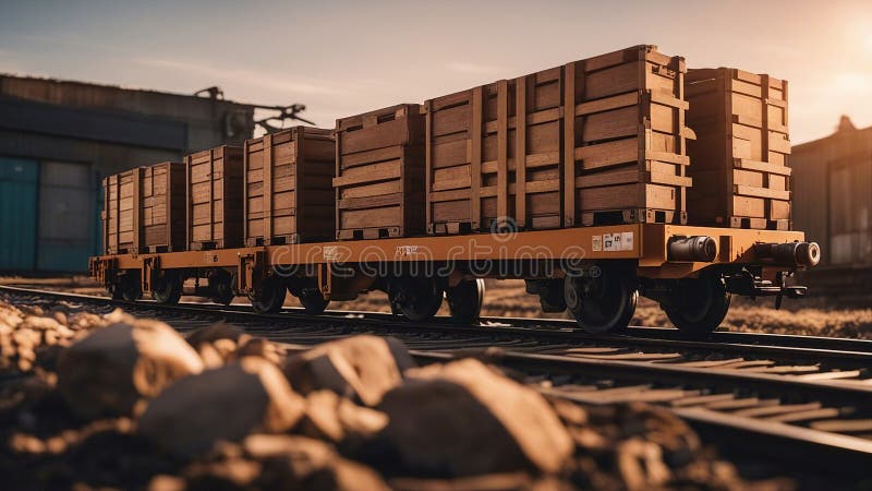 Freight Train on the Railway a Goods Train that Delivers Different ...