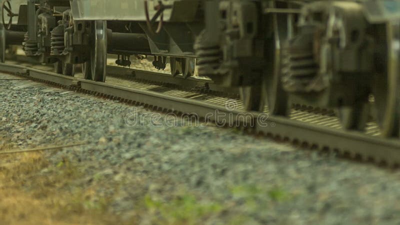 Train Rides on Rails. Freight Wagons of a Freight Train Move Along the ...