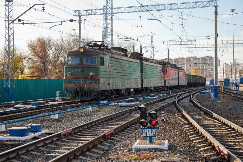 Freight train in Russia editorial photo. Image of industrial - 29977926