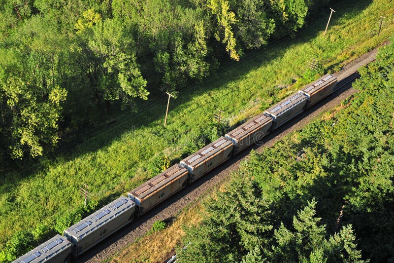 Freight Train Seen from Above Stock Image - Image of green ...