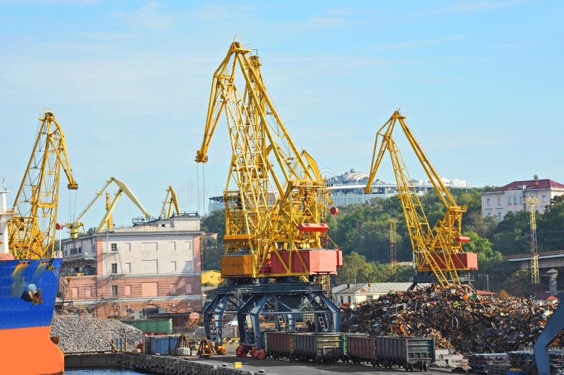 Freight Train, Ship and Scrap Metal Stock Photo - Image of industrial ...