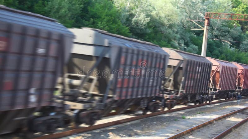 Freight Train of Shipping Containers, View from Stock Footage - Video ...