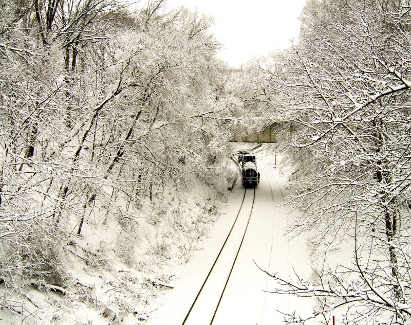 Freight Train on Snowed Tracks Stock Image - Image of transport, winter ...