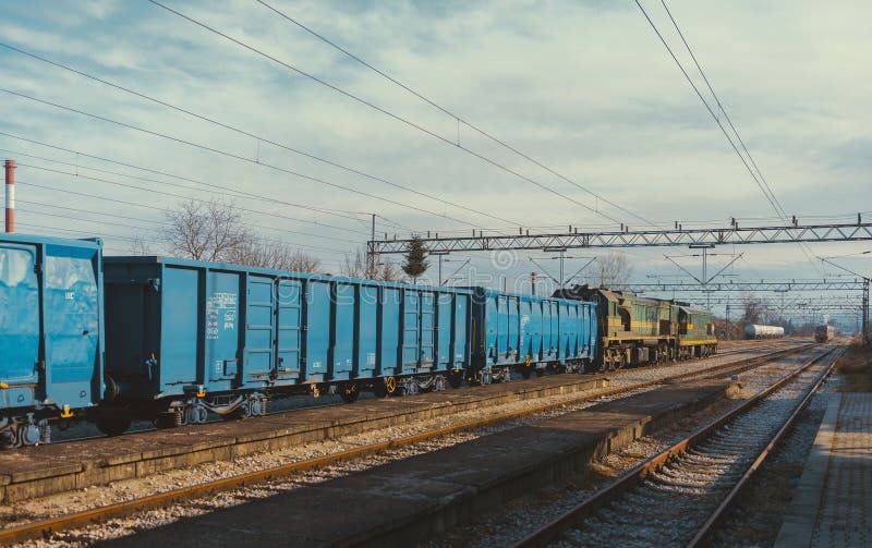 Freight Train at the Station and Details Stock Image - Image of ...