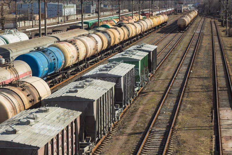 Freight train station stock image. Image of direction - 140174971