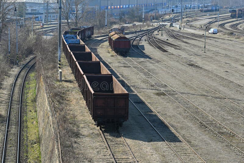 Freight Train Station in Wagons Stock Image - Image of rail, freight ...