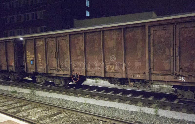 Freight Train To Transport Goods by Rail Stock Image - Image of ...