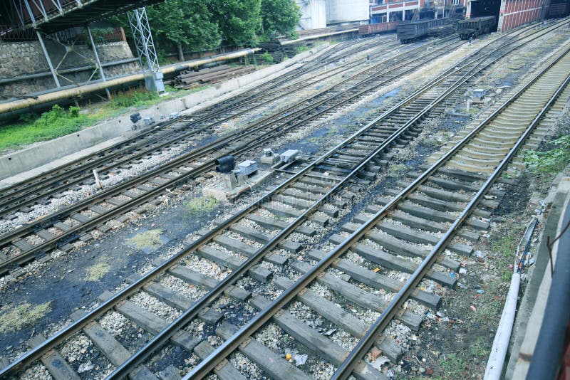 Freight train tracks stock image. Image of outdoor, track - 175761625