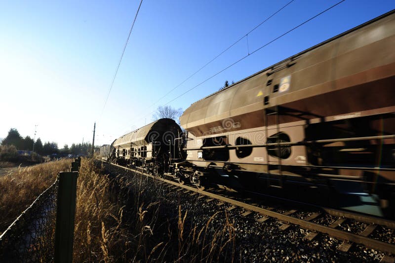 Freight Train To Transport Goods by Rail Stock Image - Image of ...