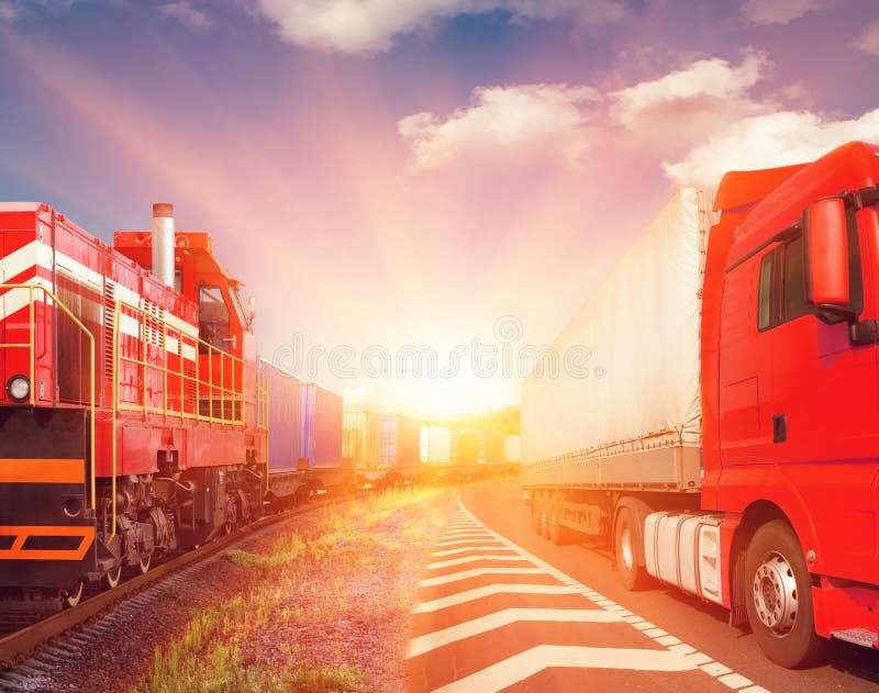 Freight Train and Truck - Transportation Concept Stock Photo - Image of ...