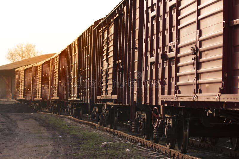 Freight Train with Wagons and Tanks Stock Image - Image of machinery ...
