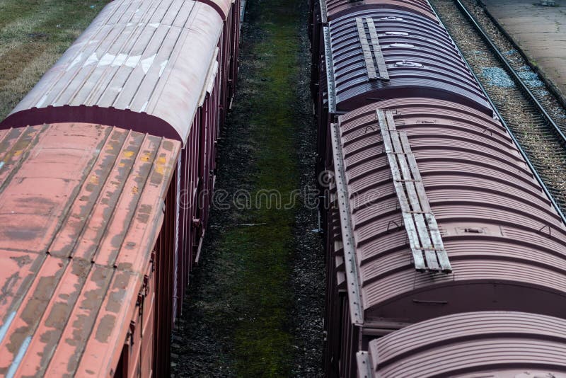 Freight Trains on City Cargo Terminal - Image Stock Image - Image of ...