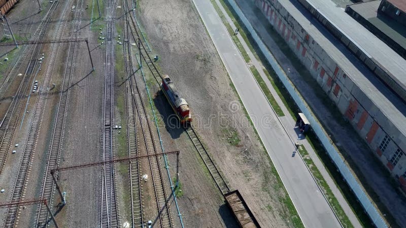 Freight Trains on City Cargo Terminal. Railways in Train Parking. Cargo ...