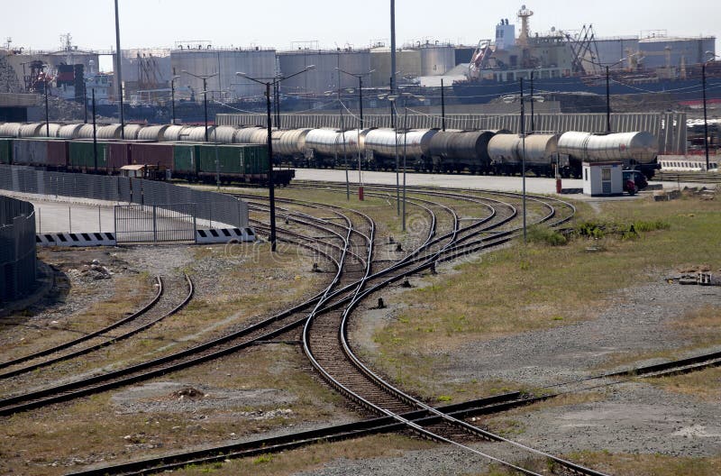 Freight trains in port stock image. Image of rail, steel - 27439739