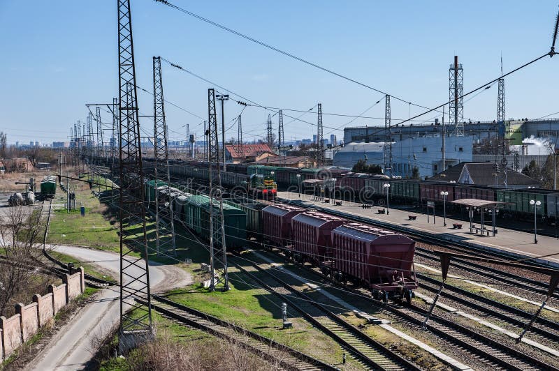 Freight Trains on the Railway Tracks Stock Photo - Image of heavy ...