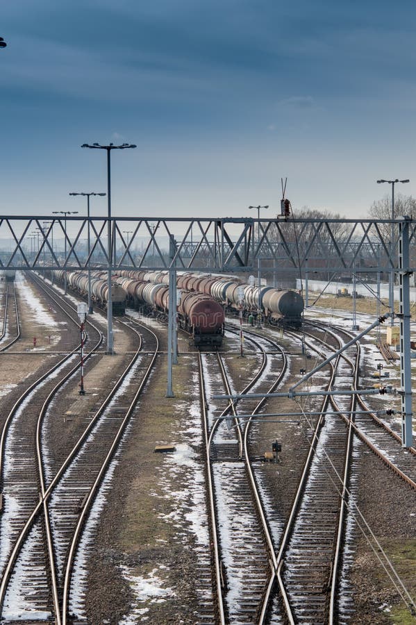 Trains in station stock image. Image of motor, cargo - 77878079