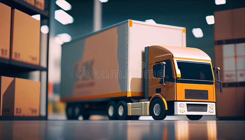 Freight Transportation Delivering Cargo Containers Via Trucking Service ...