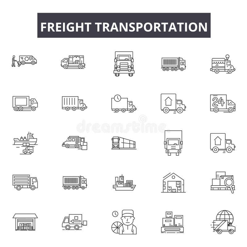 Freight Transportation Line Icons, Signs, Vector Set, Outline ...