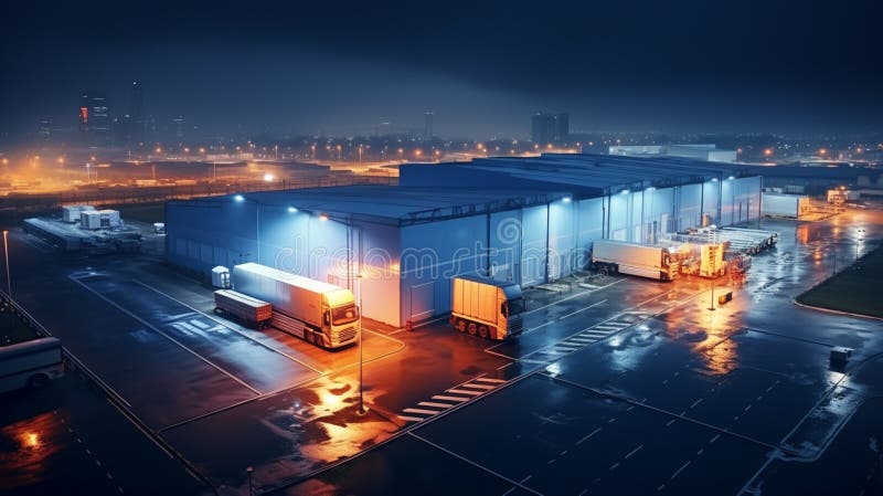 Freight Transportation. Truck in Warehouse Distribution Center Stock ...