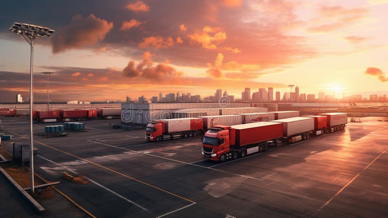 Freight Transportation. Truck in Warehouse Distribution Center Stock ...