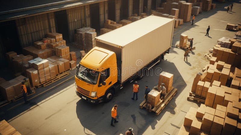 Freight Transportation. Truck in Warehouse Distribution Center Stock ...