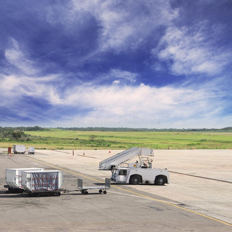 Freight Trolleys with Loaded Baggage Stock Image - Image of landing ...